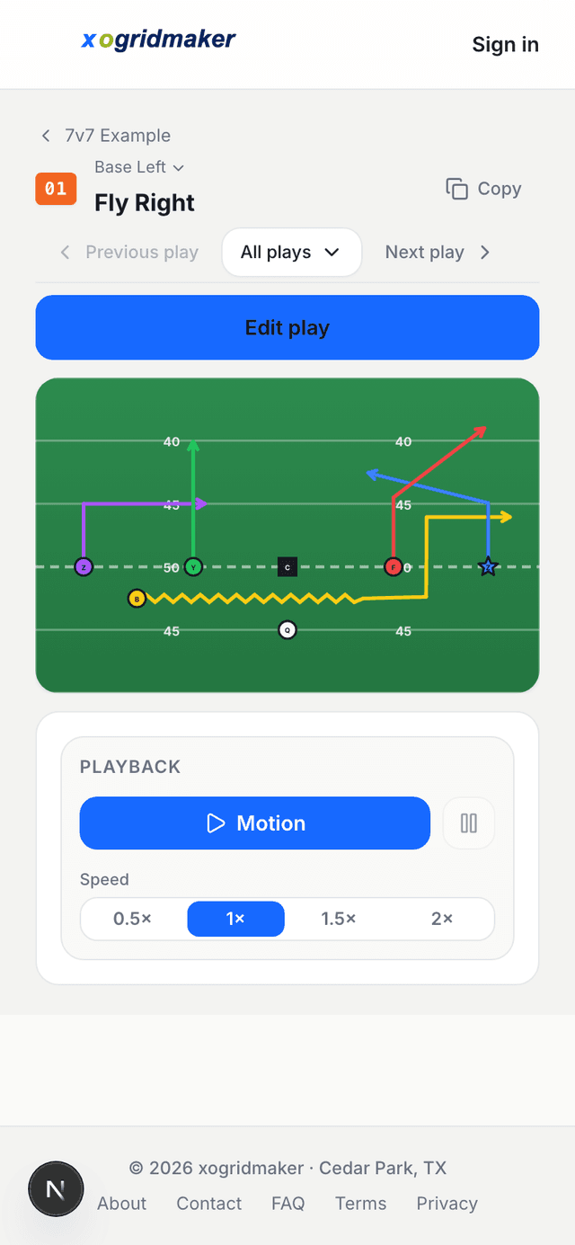 XO Gridmaker — Flag football playbook builder (5v5, 6v6, 7v7) & tackle ...